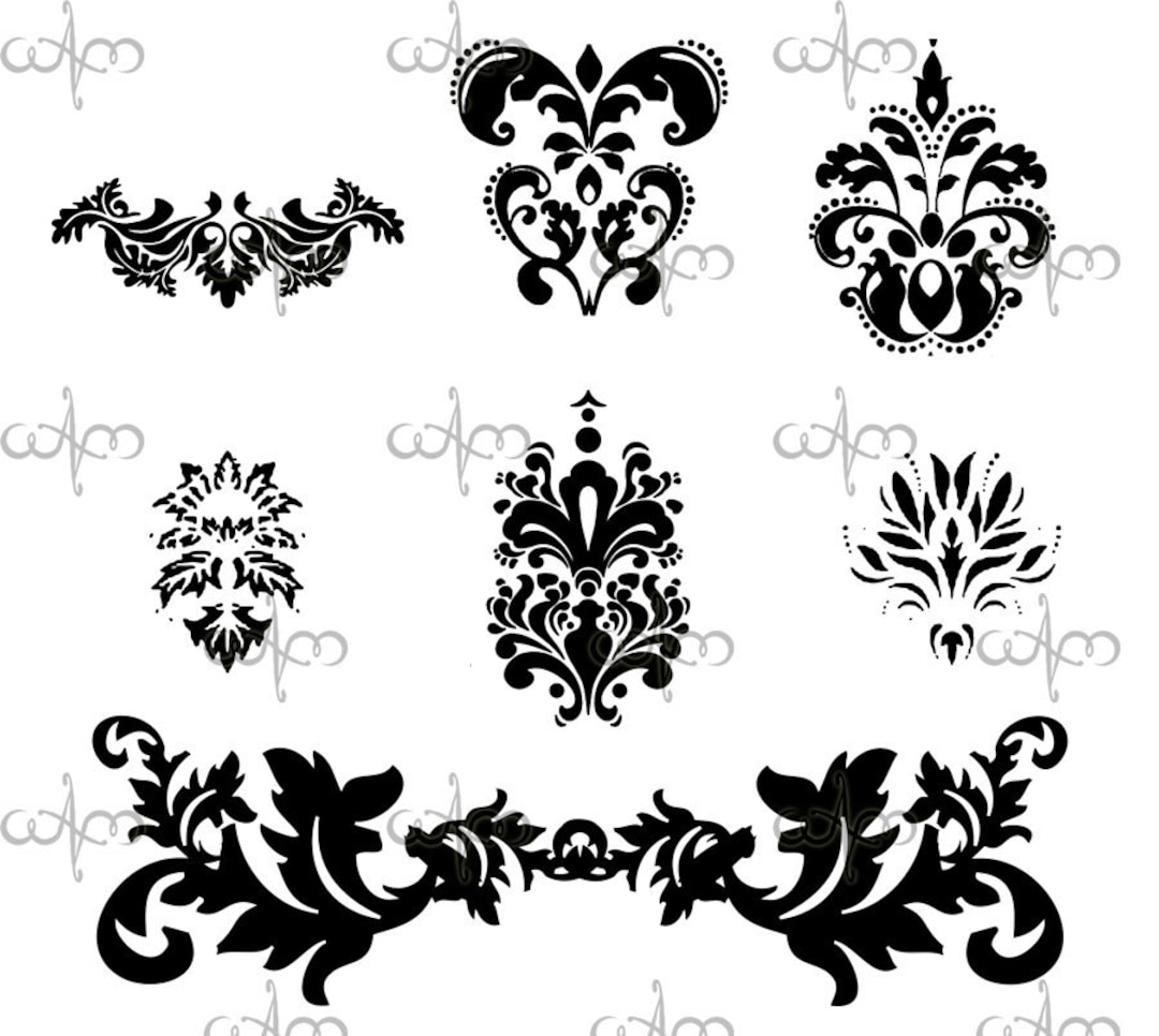 Damask Clip Art 1 - Graphic Design Pattern Clipart for Your Art ...