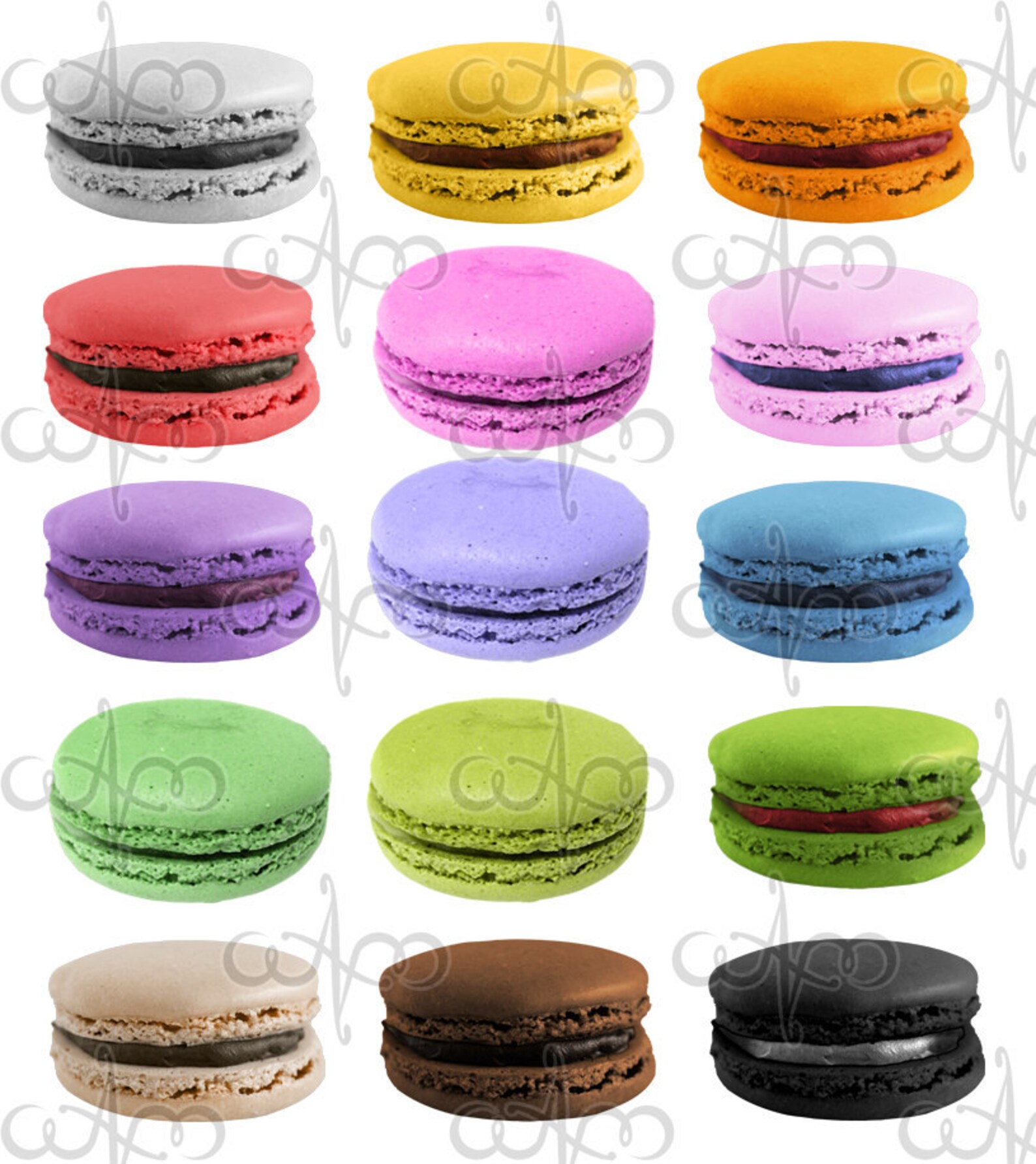 French Macaroon Clip Art Graphic Design Pattern for Your Art Projects ...
