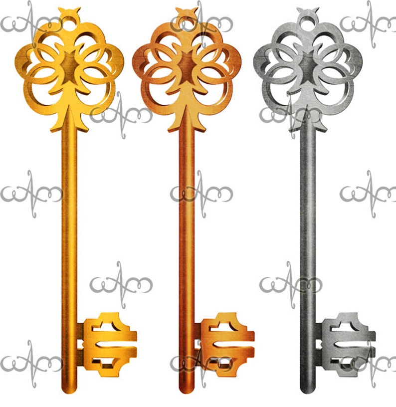 Ancient Vintage Keys Clip Art Graphic Design Pattern for Your Art ...