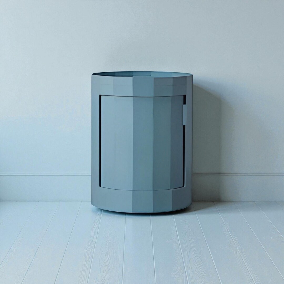 Modern Round Bedside Cabinet – Blue or White Nightstand With Sliding ...