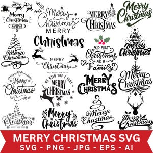Merry Christmas SVG Bundle, Holiday Lettering (digital Download) - Etsy