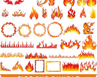 Fire SVG Bundle, Fire Clipart, Fire Svg Files, Fire Flames Svg, Flames ...