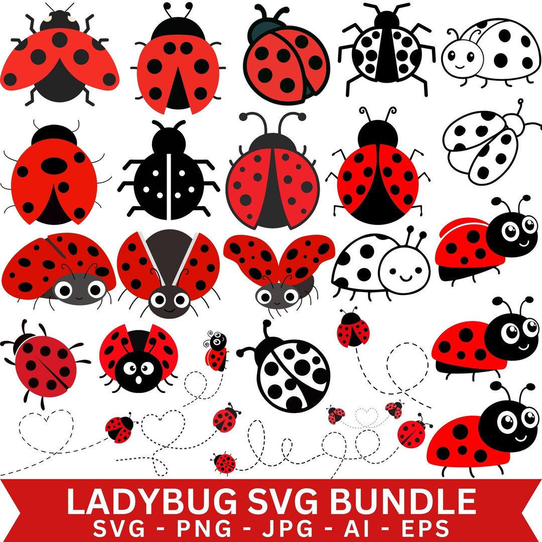 Ladybug SVG Bundle: Layered Clipart, Silhouette Designs (digital ...