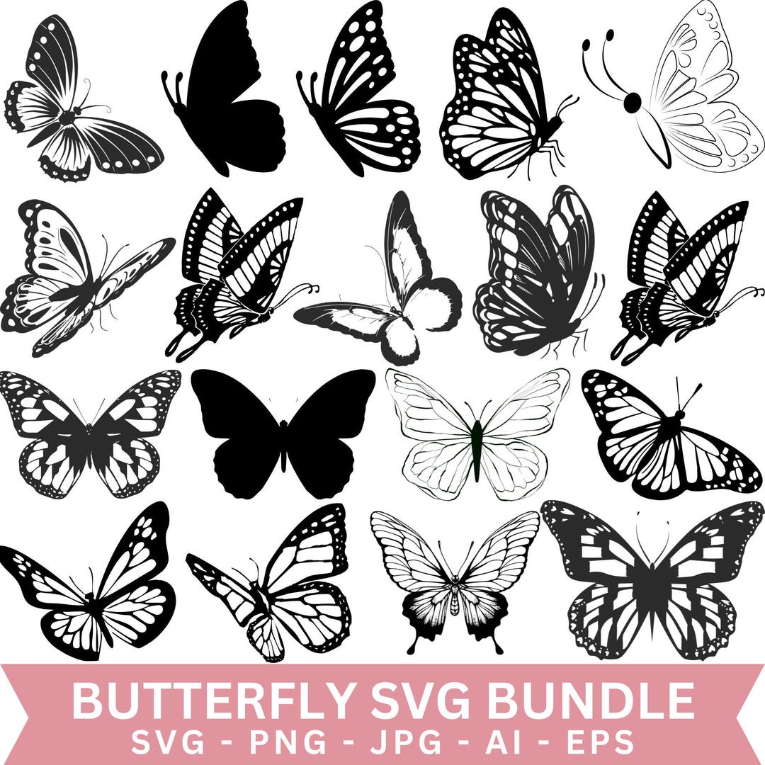 Butterfly SVG Bundle, Cut Files, Clipart, Silhouette (digital Download ...