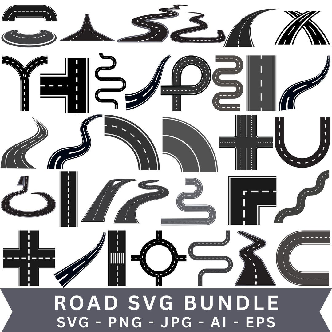 Road and Highway SVG Clipart Bundle (digital Download) - Etsy