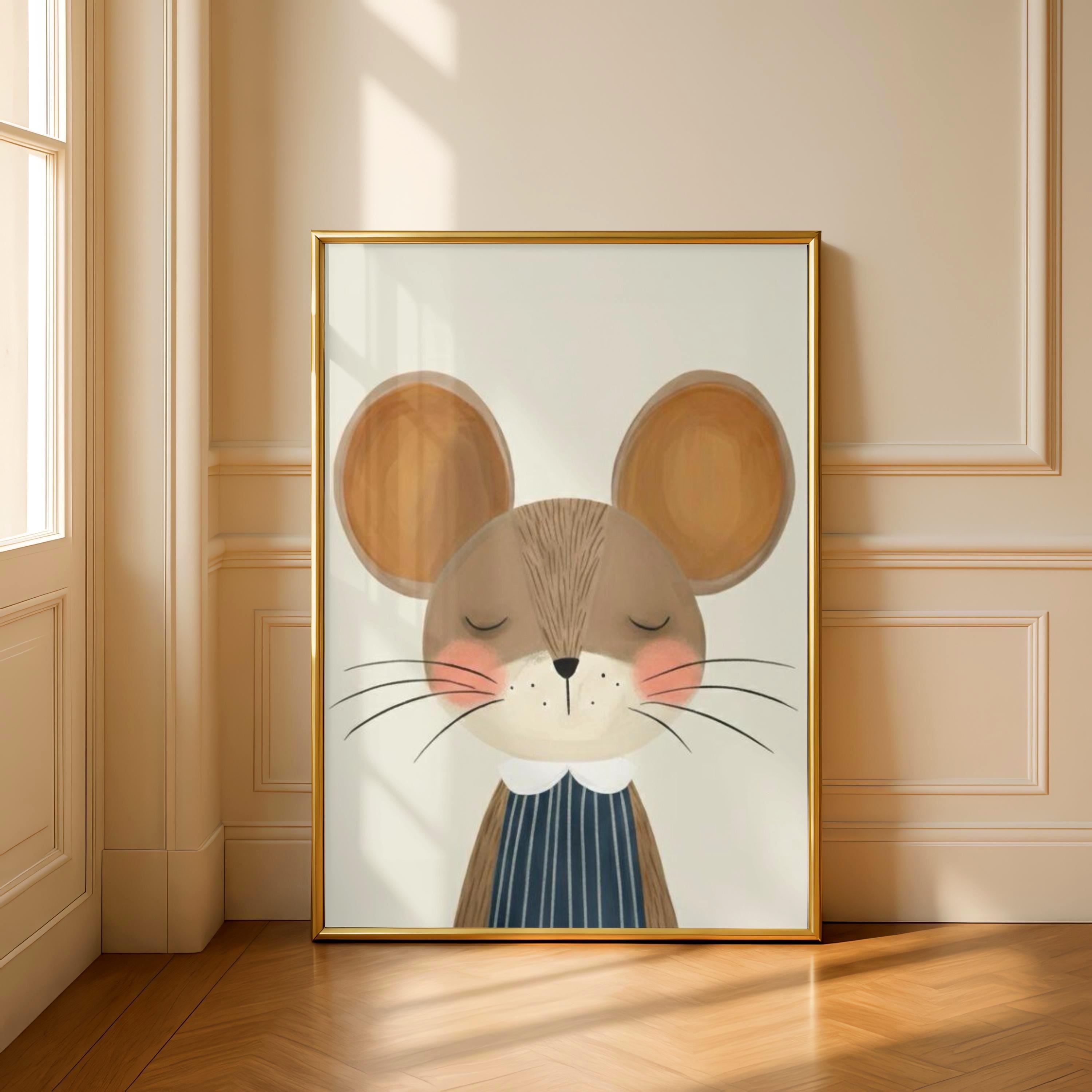 Mouse Nursery Art Print, Scandinavian Minimalist Decor (digital ...