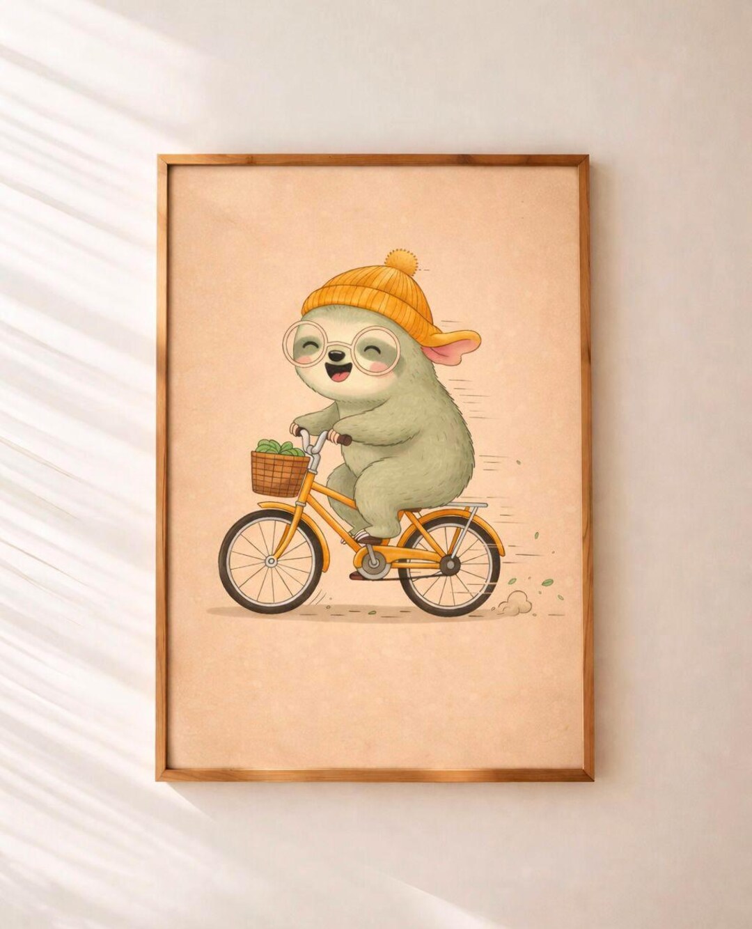 Cute Sloth Wall Art for Kids Room, Nursery Animal Bicycle Print ...