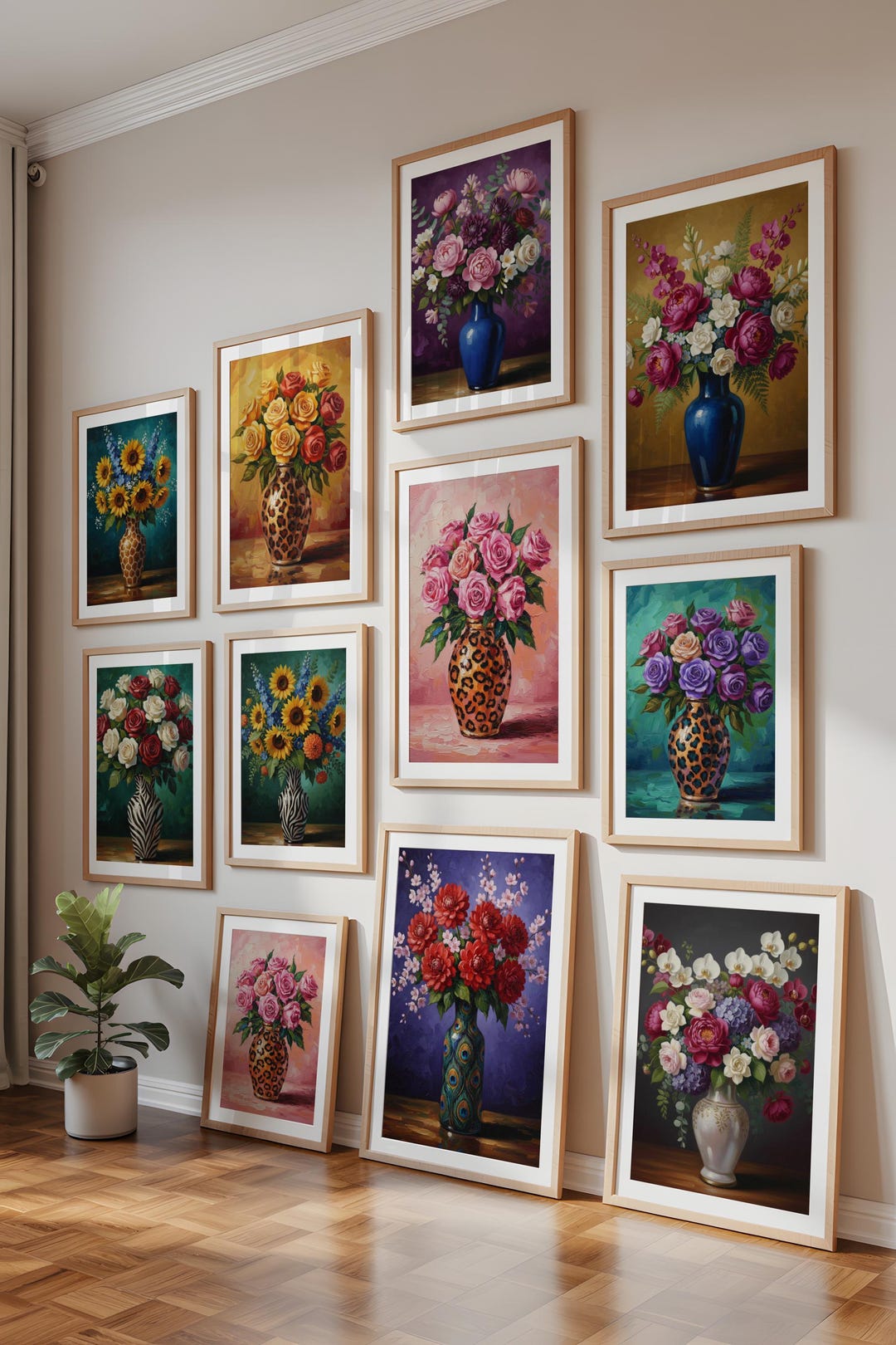 Vintage Floral Vase Prints, Botanical Gallery Wall Art (digital ...
