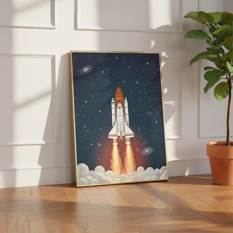 Vintage Rocket Ship Print, Space Nursery Decor (digital Download) - Etsy