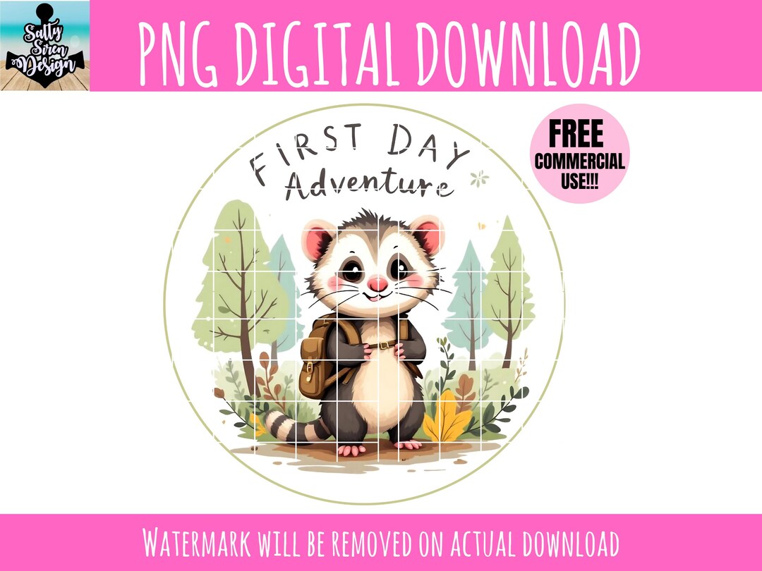First Day Adventure - First Day of School Opossum PNG - Woodland Back ...