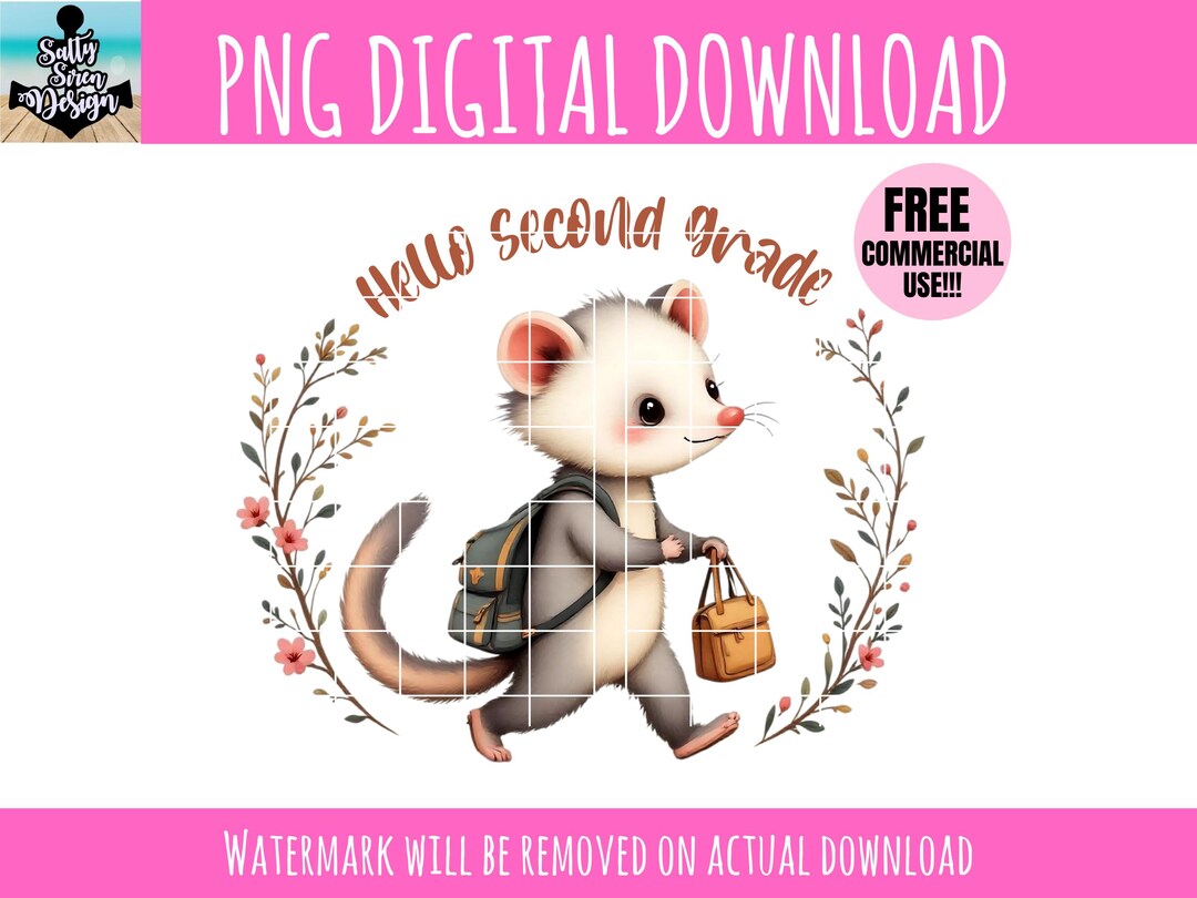 2nd Grade Back to School Opossum PNG - Vintage Woodland Creature Back 2 ...