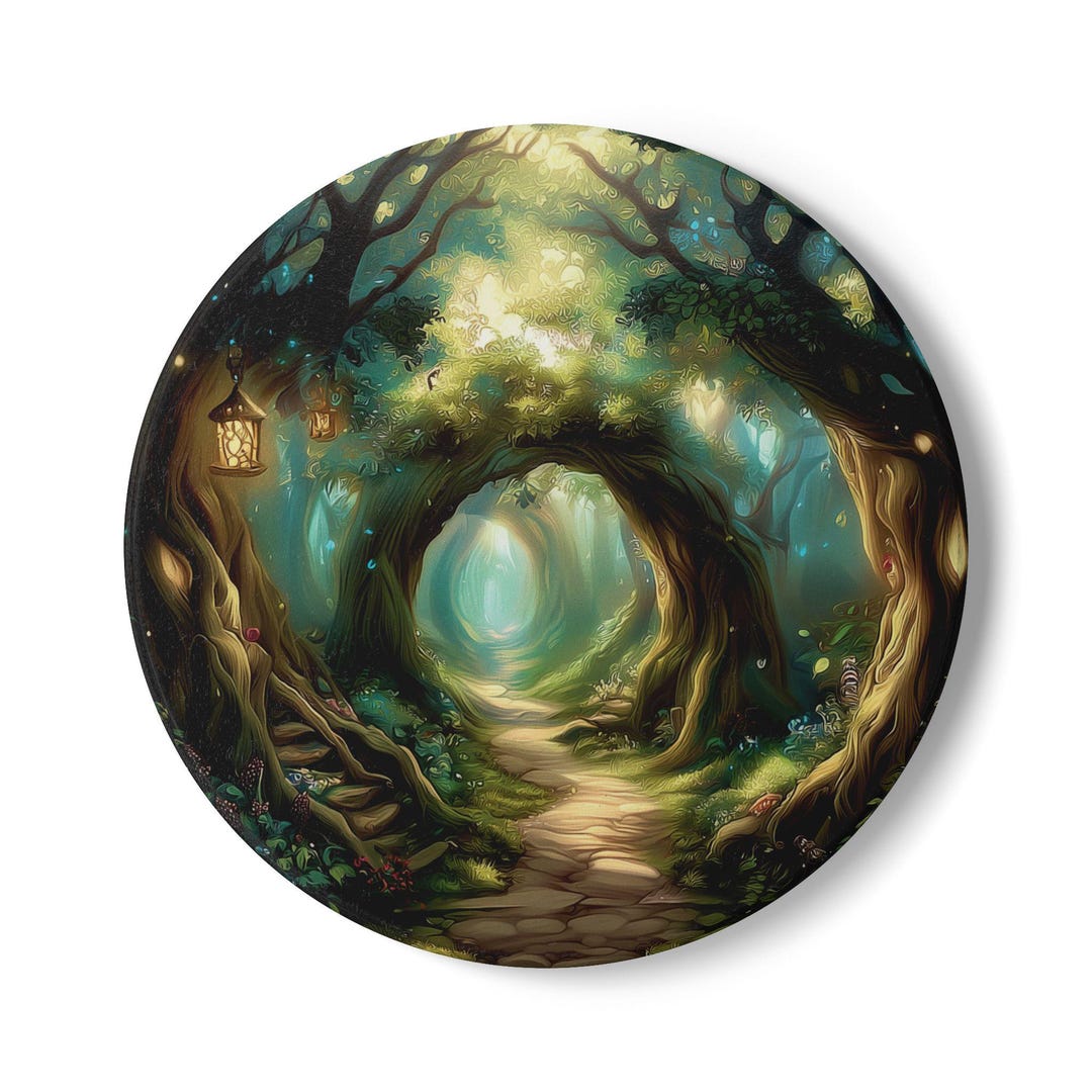 Enchanted Forest Path Ceramic Coaster | Mystical Woodland Decor | Fairy ...