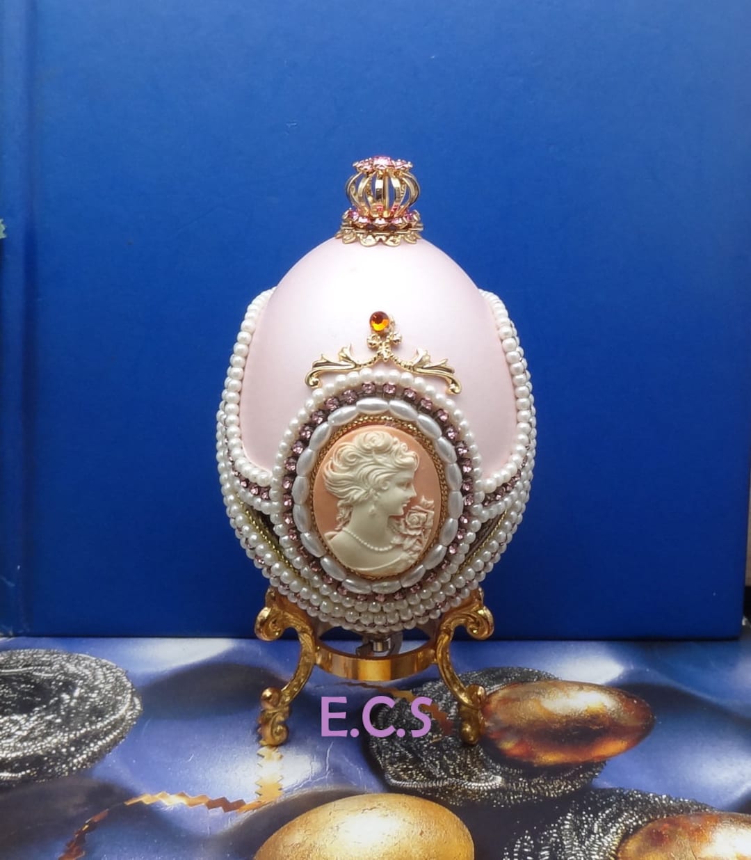 1 Pc Decorated Goose Eggshell Elegance-jewelry Box With Musical ...