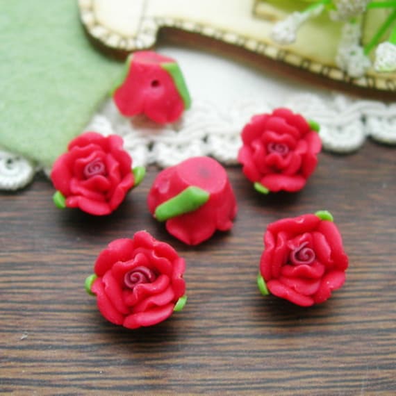6 Pcs Beautiful Fimo Rose Flower 10mm Rose WP10-012 | Etsy