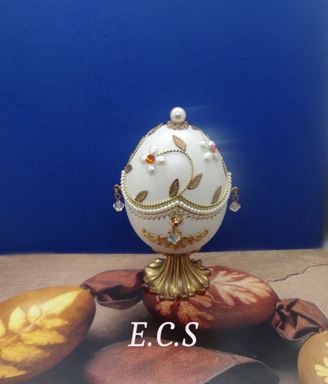 Handmade Jeweled Duck Egg Jewelry Box: Swarovski Crystals & Lt Topaz - Etsy