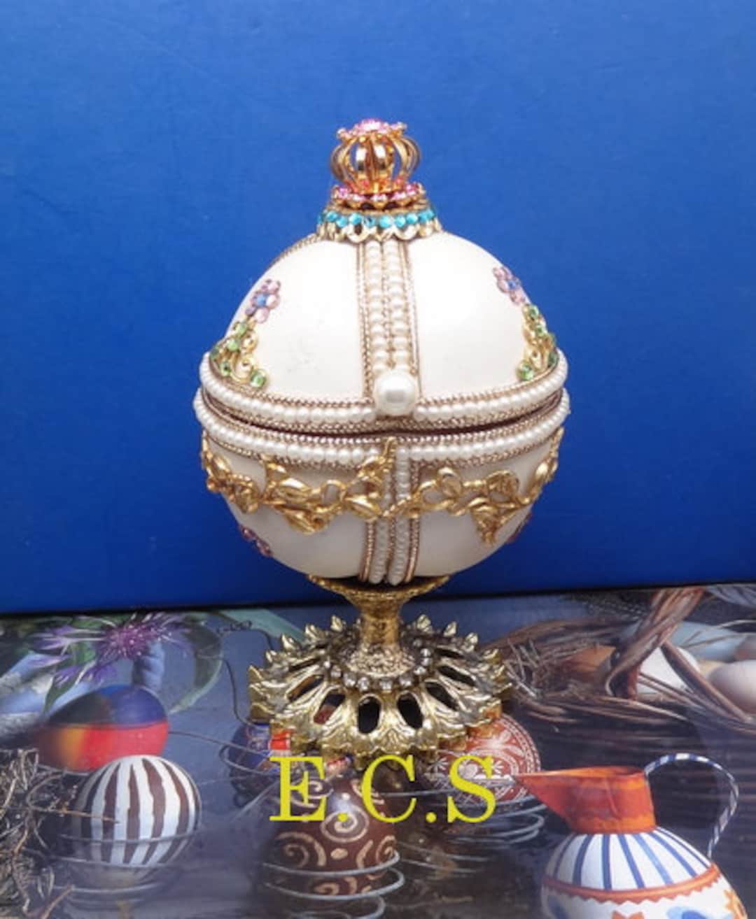 1pc-hand Made Decorated Duck Egg (3 in 1)jewelry Box,swarovski Crystal ...