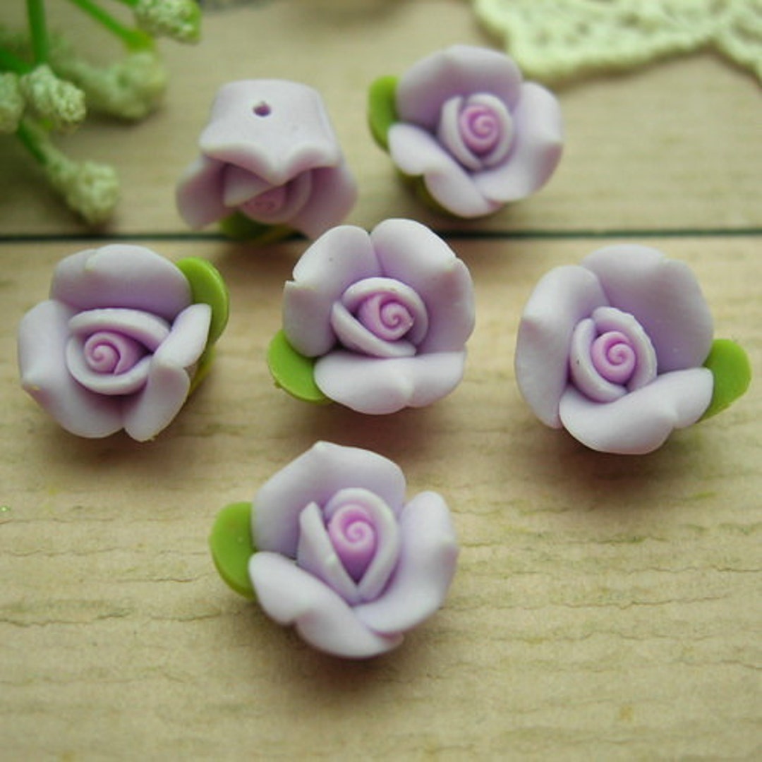6 Pcs Beautiful Fimo Rose Flower 11 Mm, Lt-purple, (WP11-01) - Etsy