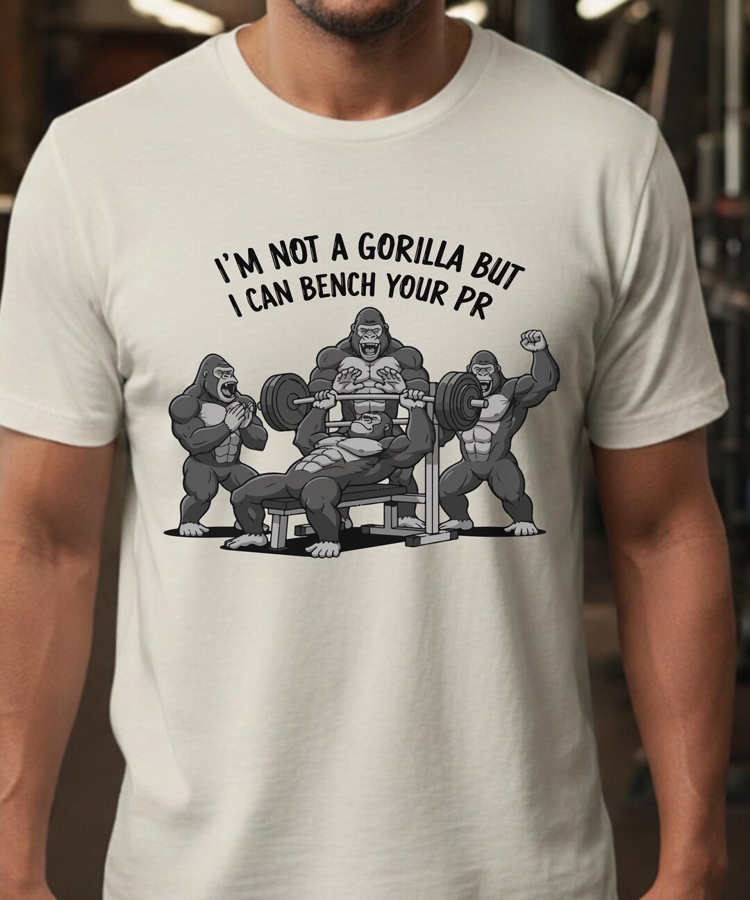 Gorilla Bench Press Shirt | Funny Weightlifting Tee for Gym Bros ...