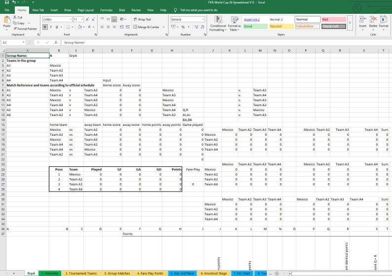 World Cup 2026 Predictor Excel Spreadsheet (unprotected) – Interactive ...