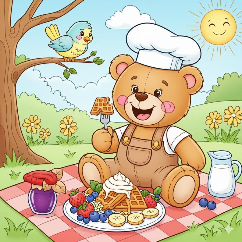 Teddy Bear Coloring Pages – 30 Fruit & Sweets Designs (PNG + PDF ...