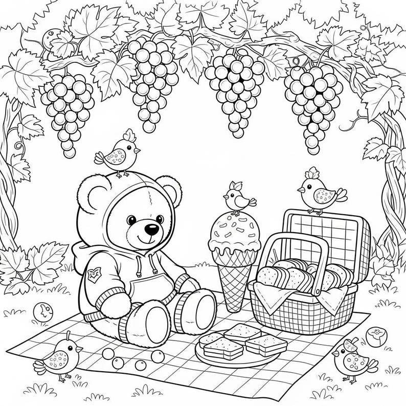 Teddy Bear Coloring Pages – 30 Fruit & Sweets Designs (PNG + PDF ...
