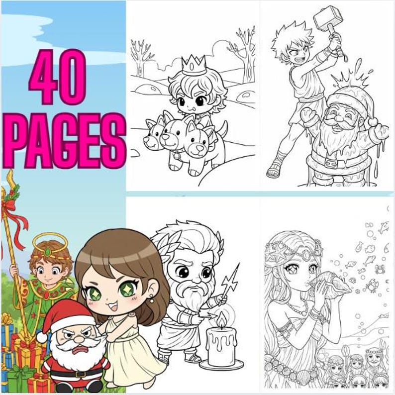 Chibi Greek Gods Coloring Pages | 40 Christmas Pranks Activity Set ...