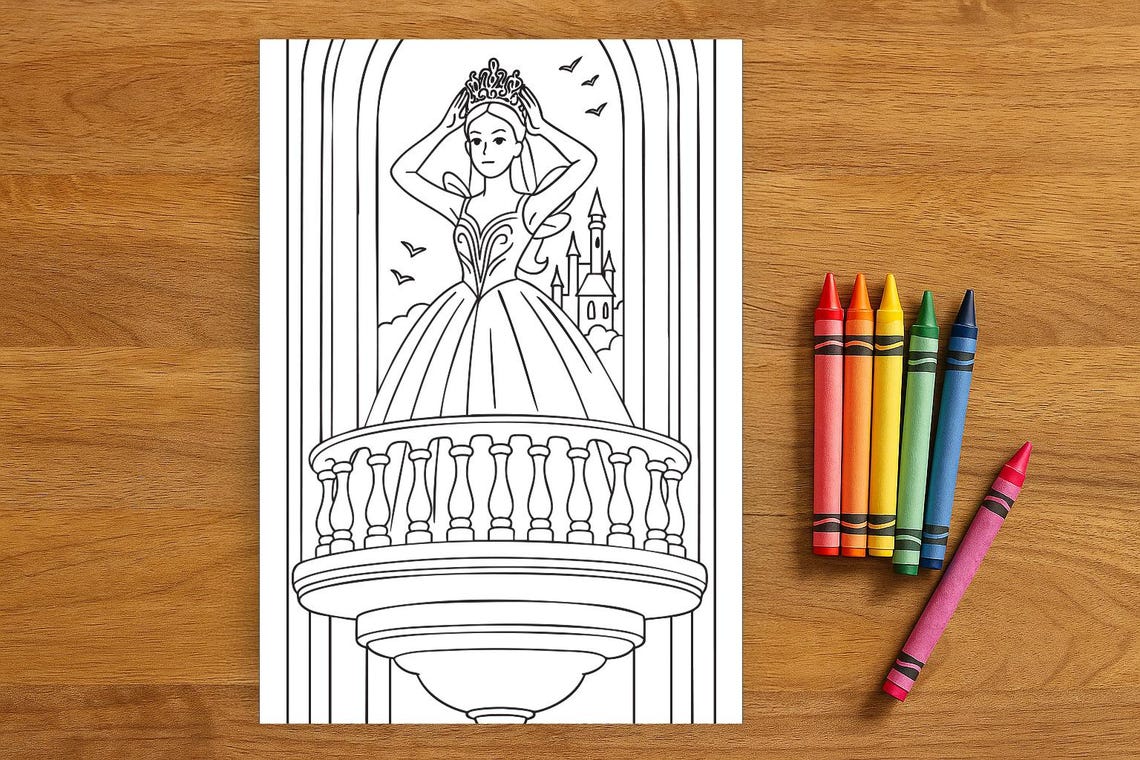 Wicked Coloring Pages: Elphaba & Glinda Printable Art (digital Download ...
