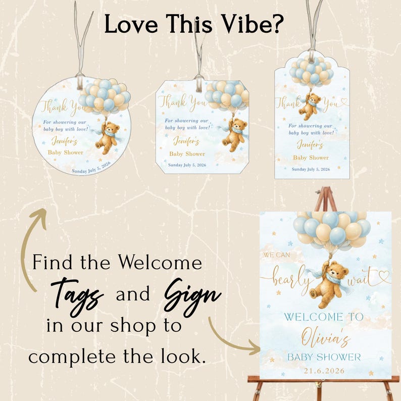 Blue Bow Banner Welcome Baby Banner Printable Blue Bow Boy Baby Shower ...