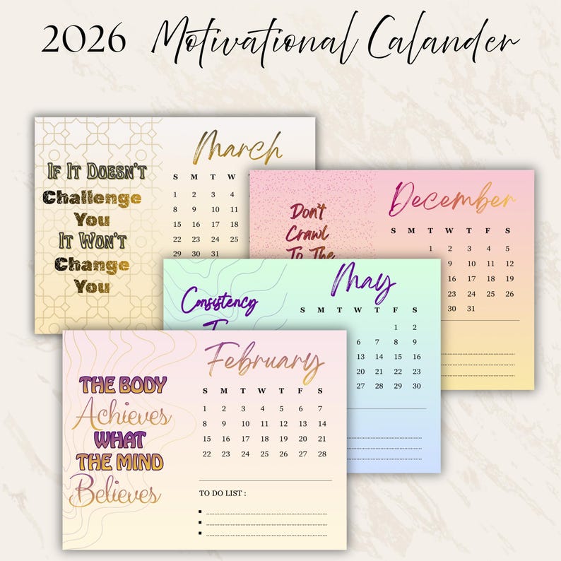 2026 Motivational Calendar, Inspirational Quotes (digital Download) - Etsy