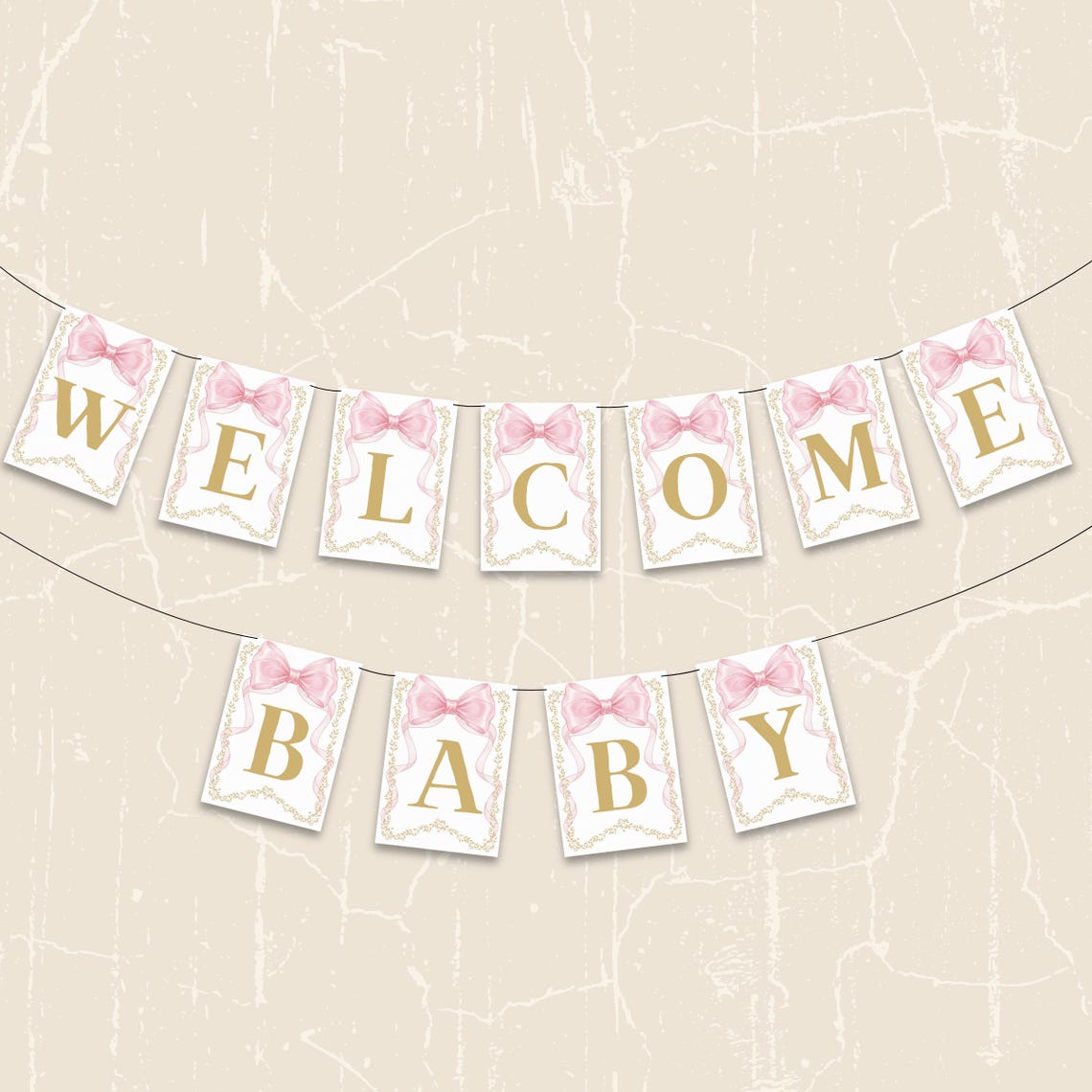 Pink Bow Welcome Baby Banner, Girl Shower Decor (digital Download) - Etsy