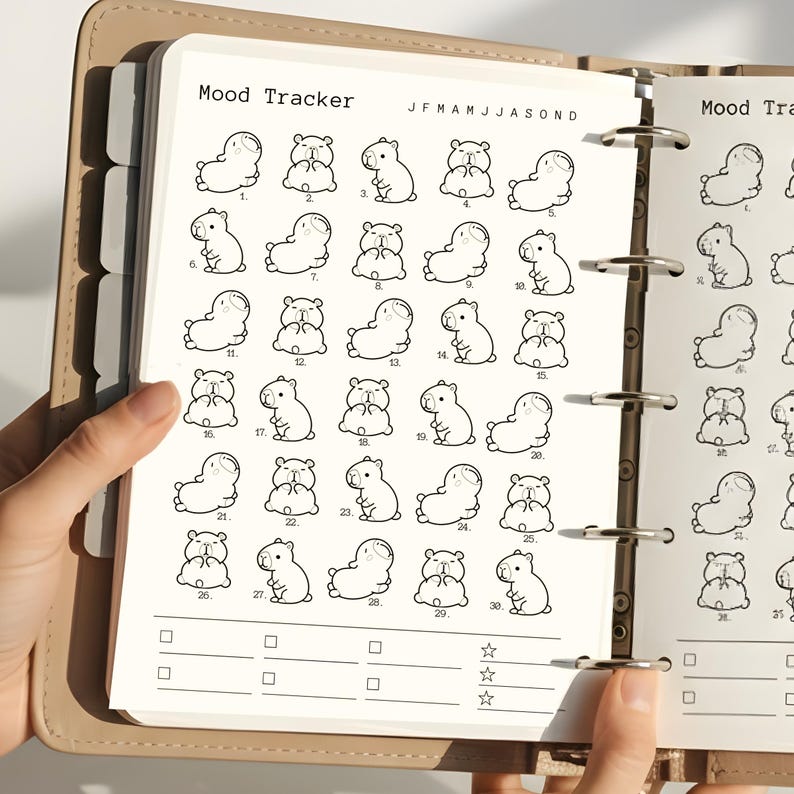 Capybara Monthly Mood Tracker Printable Journal Page (digital PDF) - Etsy