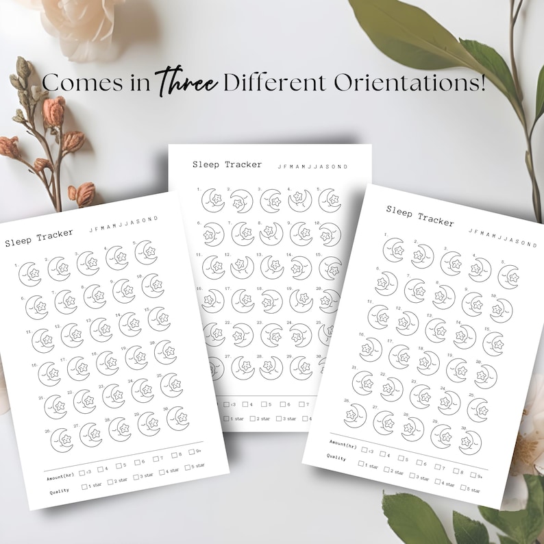 Monthly Sleep Tracker Printable: Moon Design Sleep Quality Log Digital ...