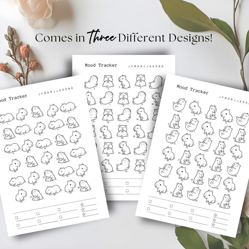 Capybara Monthly Mood Tracker Printable Journal Page (digital PDF) - Etsy