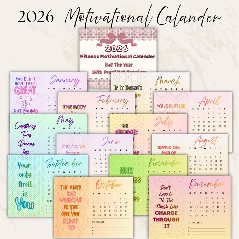 2026 Motivational Calendar, Inspirational Quotes (digital Download ...