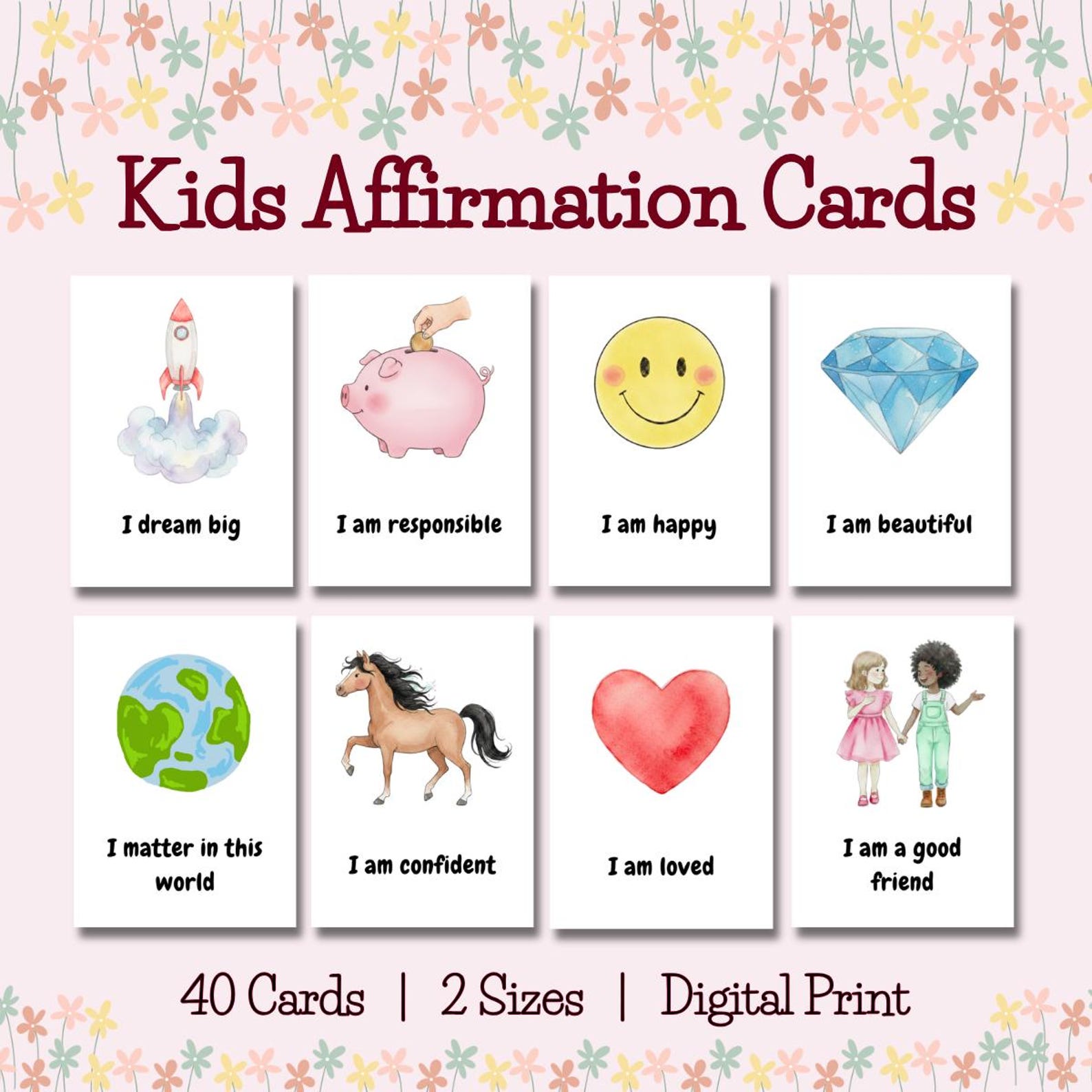 Kids Affirmation Cards Positive Affirmation Printable Card Set for ...