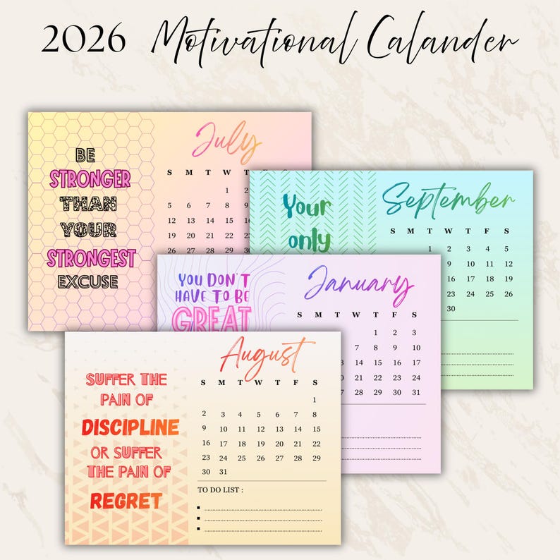 2026 Motivational Calendar, Inspirational Quotes (digital Download) - Etsy