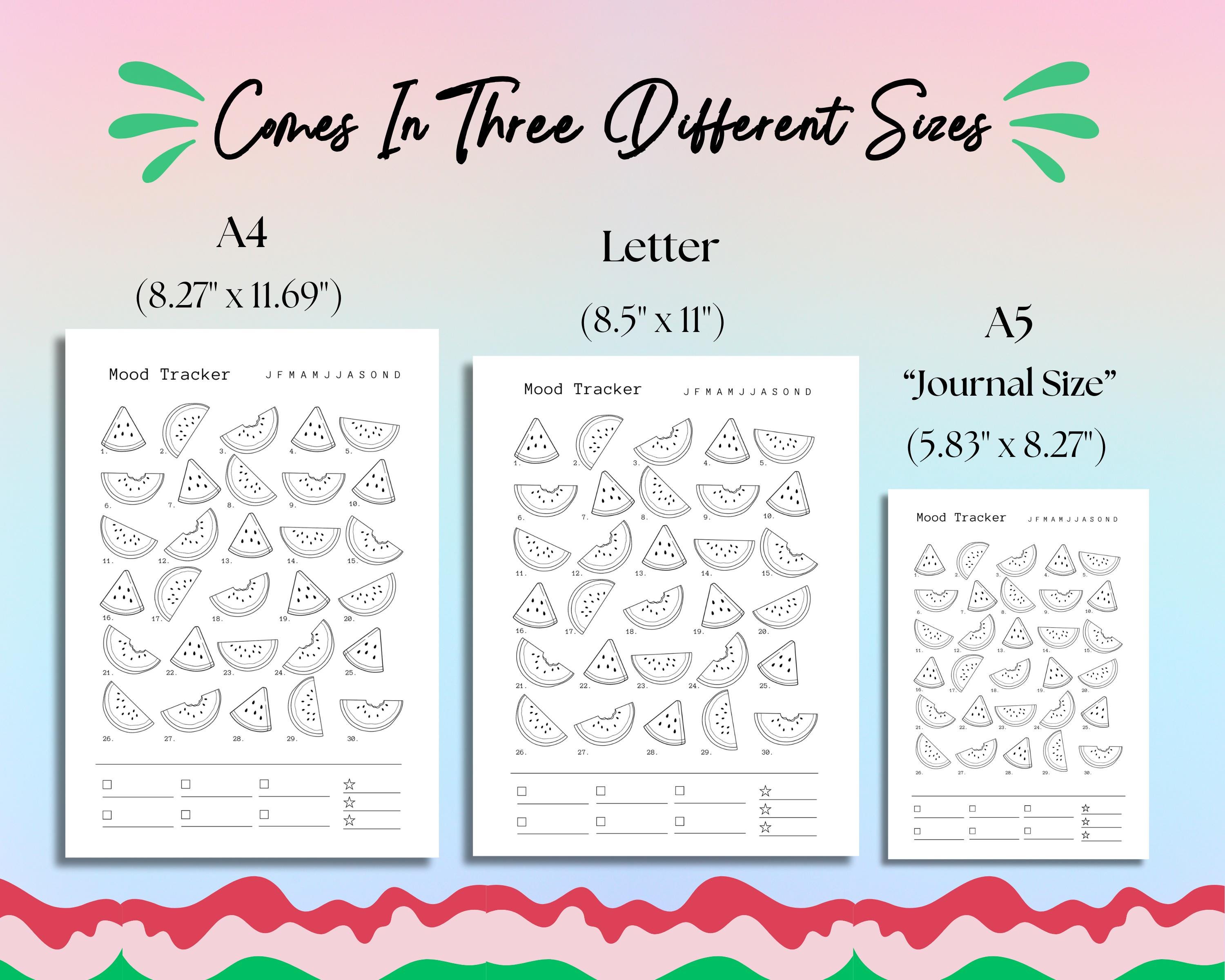 Watermelon Mood Tracker Printable: Daily Mental Health Log (A4, Letter ...