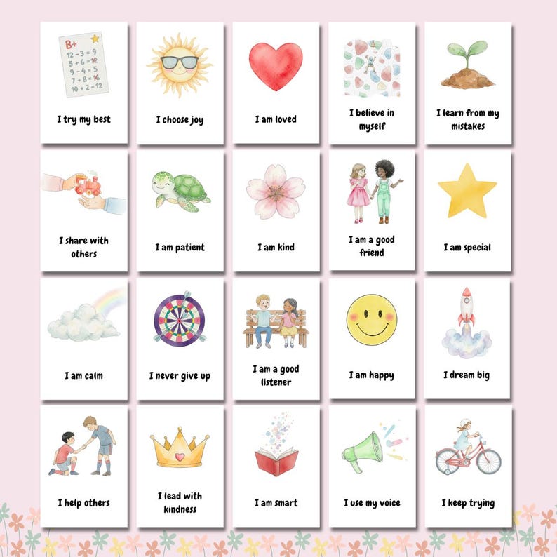 40 Kids Affirmation Cards Printable Positive Affirmation Card for Kids ...