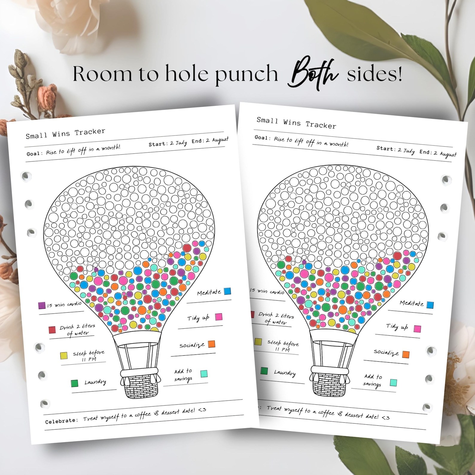 Small Wins Tracker Printable: Air Balloon Goal Progress (PDF Download ...