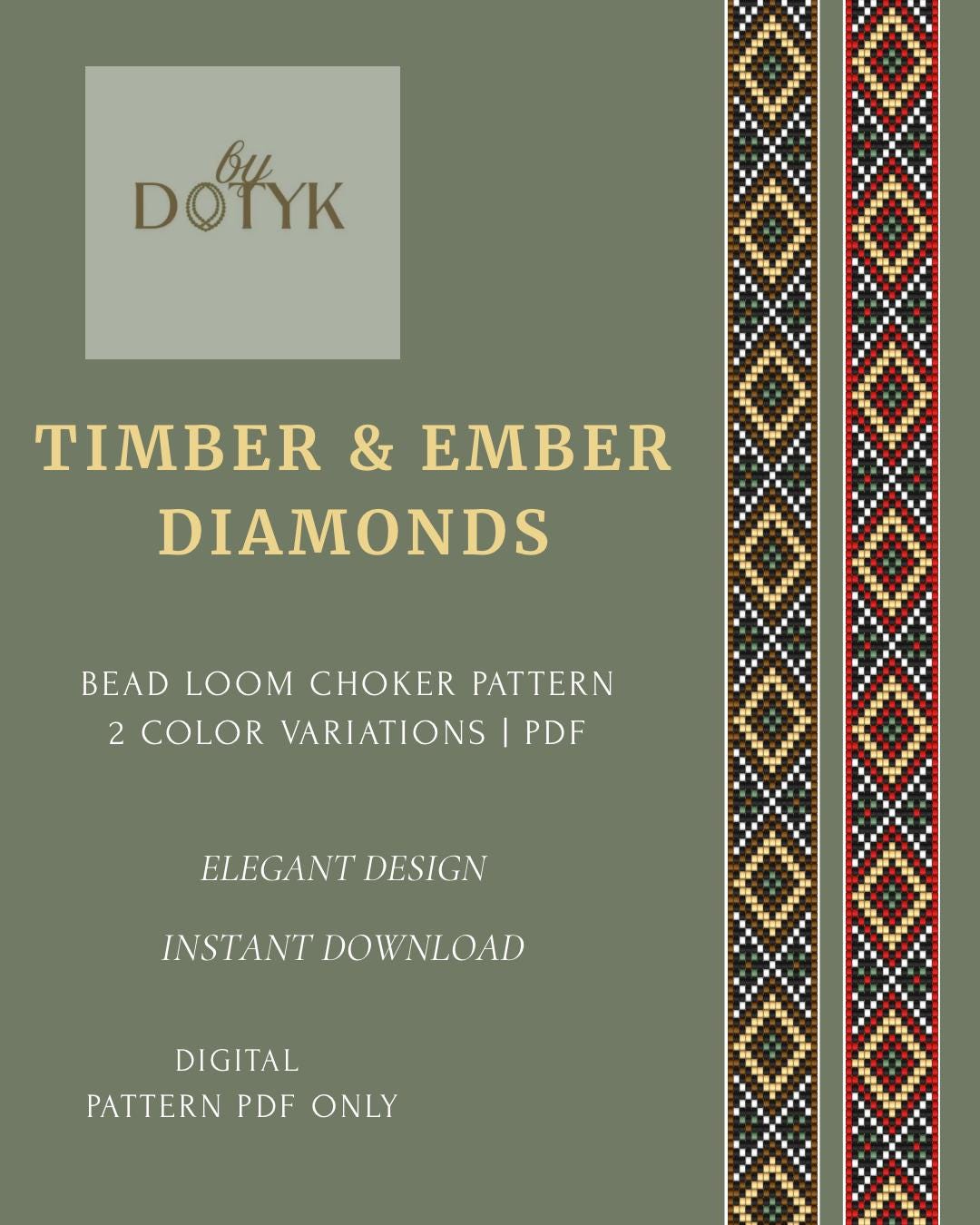 Timber & Ember Diamonds — Bead Loom Pattern, Two Color Variations, PDF ...