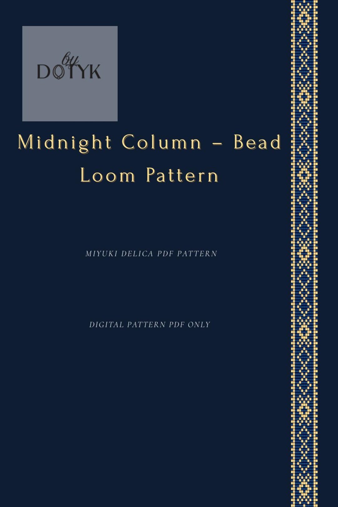 Midnight Column – Bead Loom Pattern, Geometric Blue Gold Ornament ...