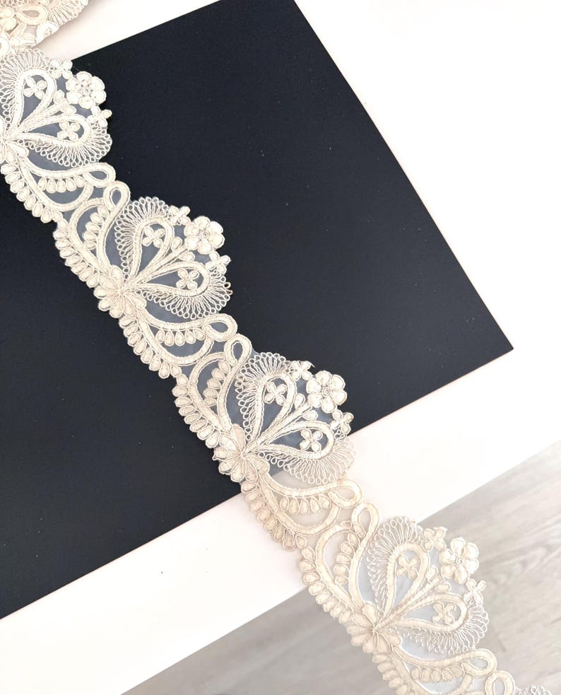 Off White Cutwork Bridal Veil Net Lace Trim | 9cm Border Sold by Yard ...