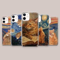 Ginger Cat in Modern Art Parody Phone Case for iPhone 17, 16, 15, 14 ...