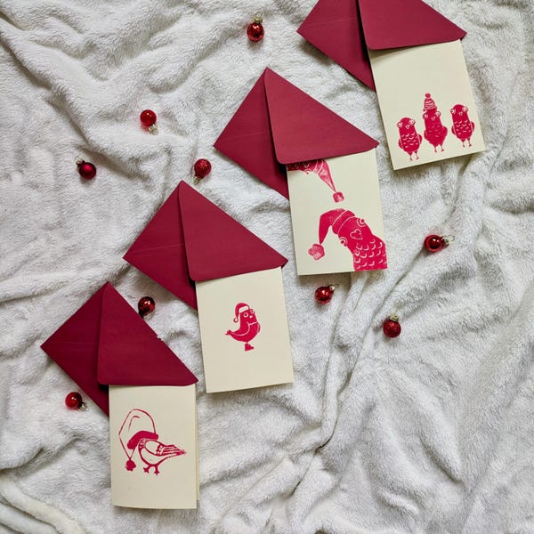 Linoldruck weihnachten - Etsy.de