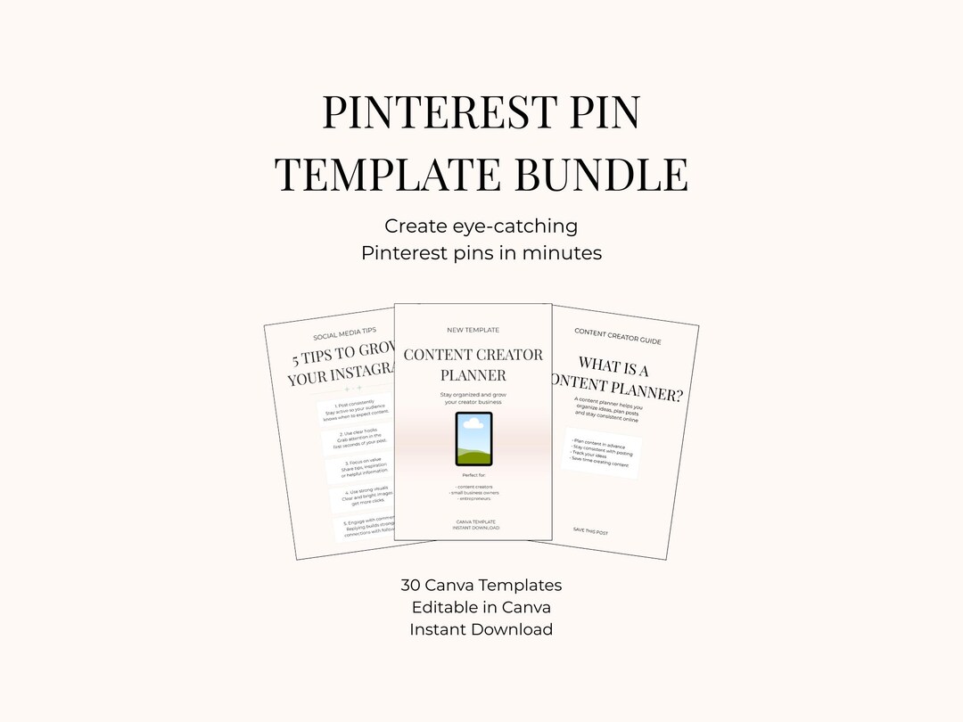 Pinterest Pin Templates Canva | 30 Pinterest Templates | Social Media ...