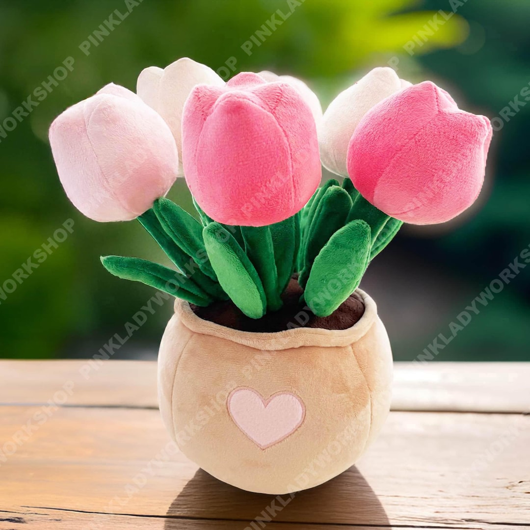 Tulip Flower Pot Plush Toy: Stuffed Flower Bouquet Pot - Etsy