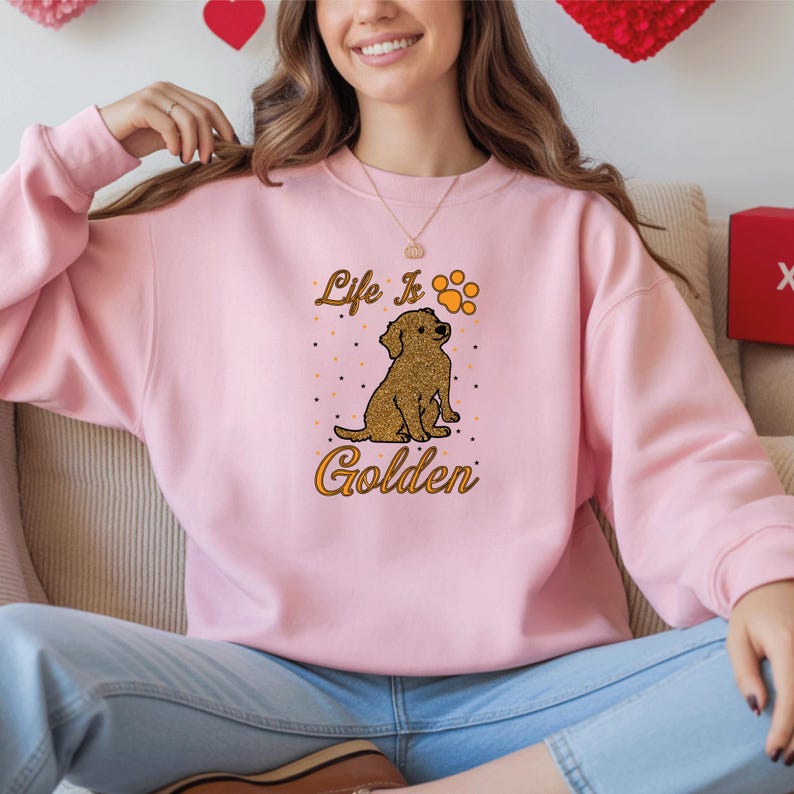 Life is Golden DTF Transfer, Golden Retriever Design Ready to Press ...