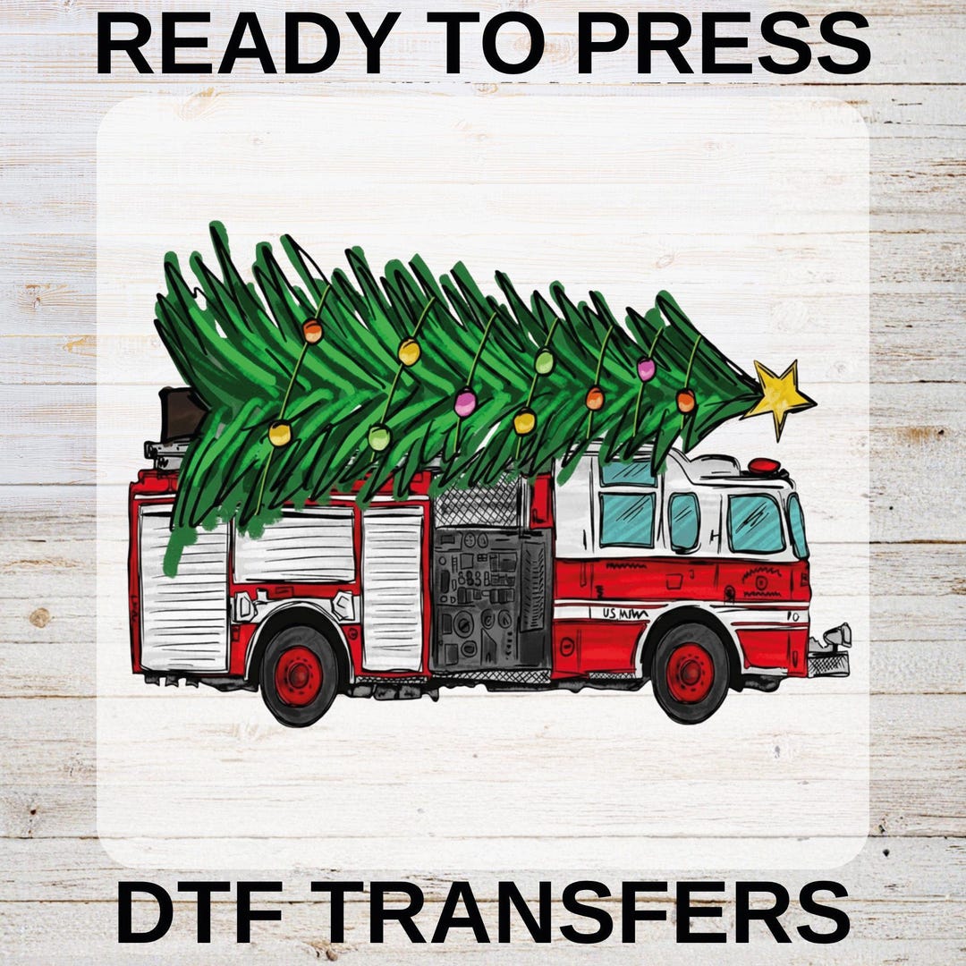 Fire Truck Christmas Tree DTF Transfer, First Responder Gift - Etsy