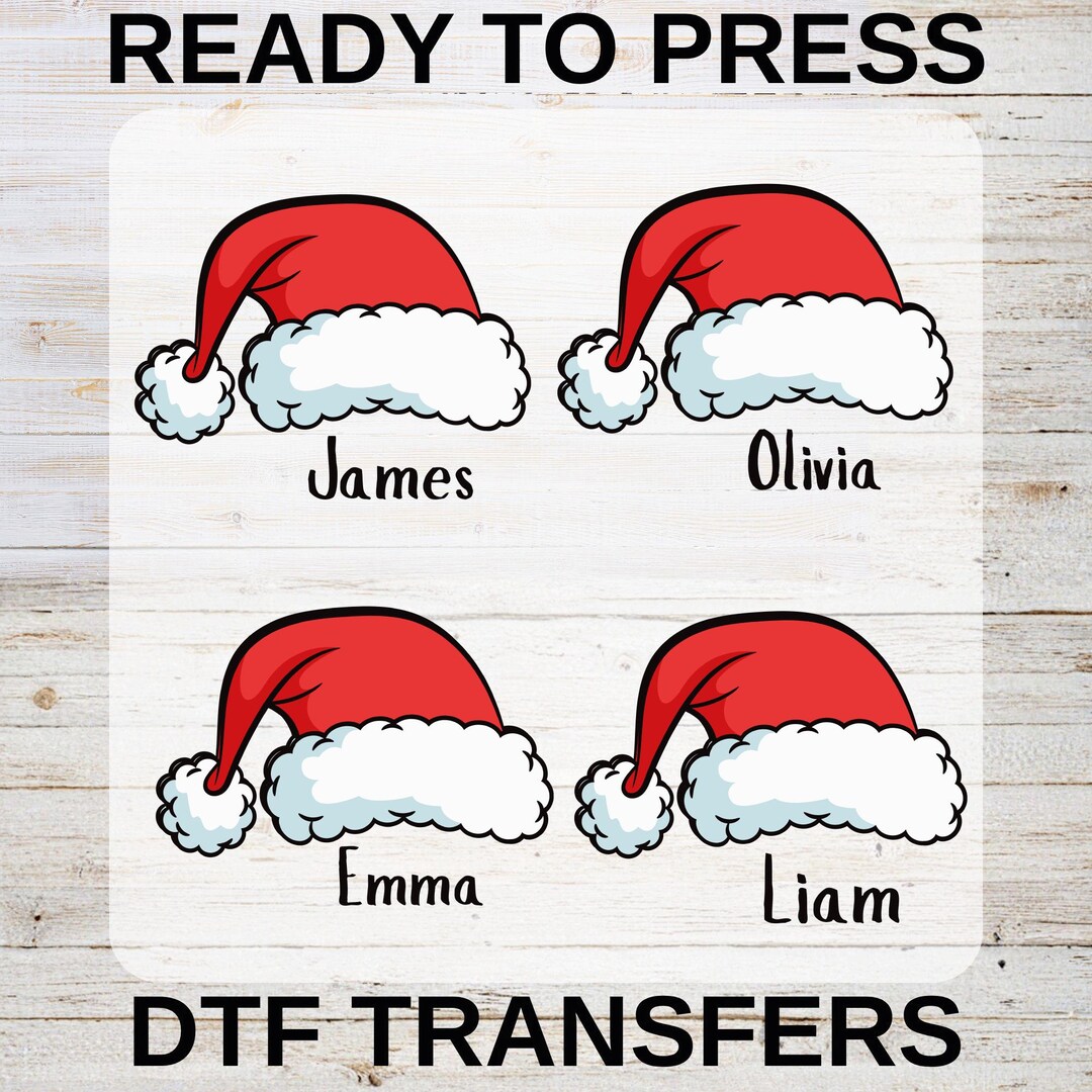 Custom Family Christmas Santa Hat Name DTF Transfer - Etsy