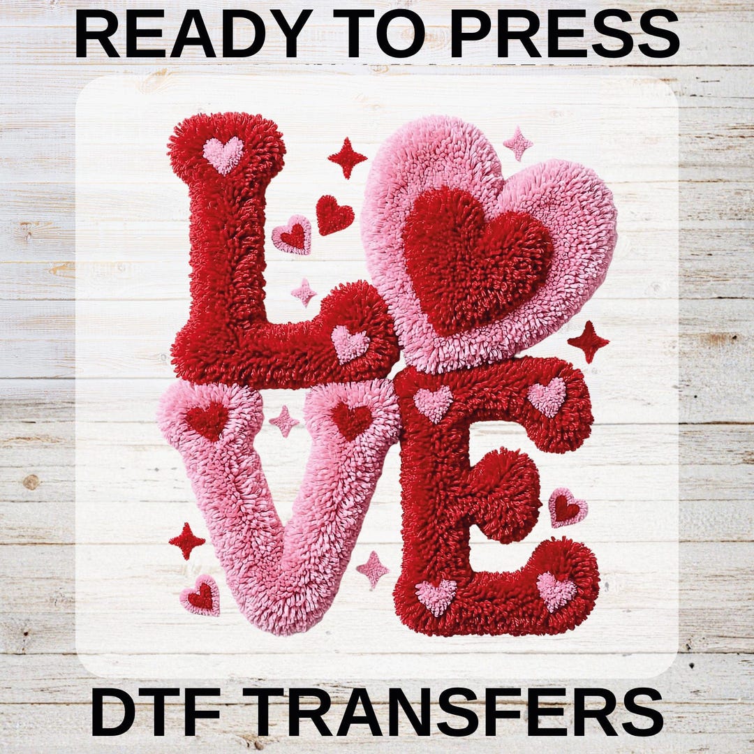 Plush LOVE DTF Transfer, Fuzzy Valentine's Day Iron On - Etsy